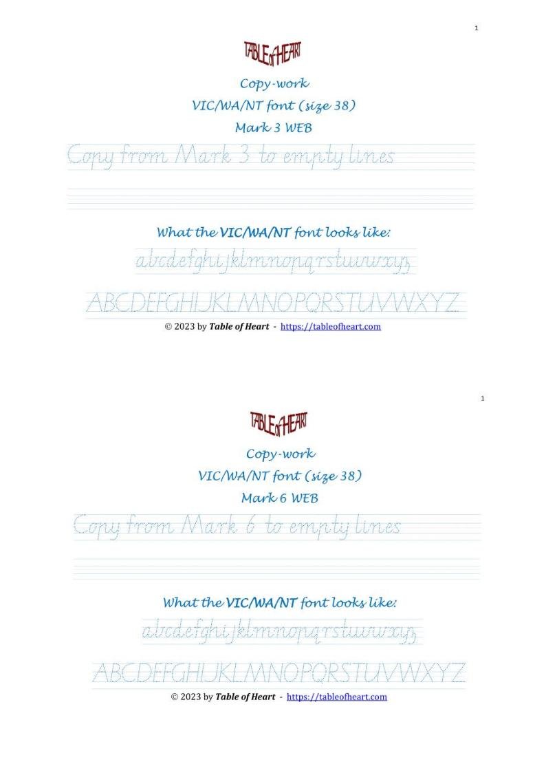 VIC WA NT font | Table of Heart
