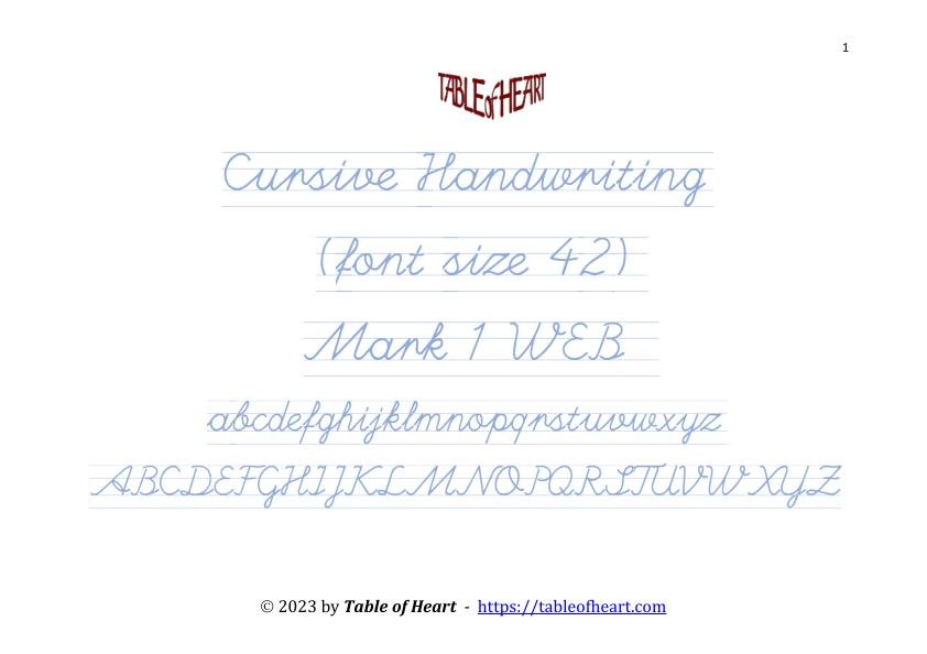 Handwriting cursive non-dotted font - size 42 – Mark