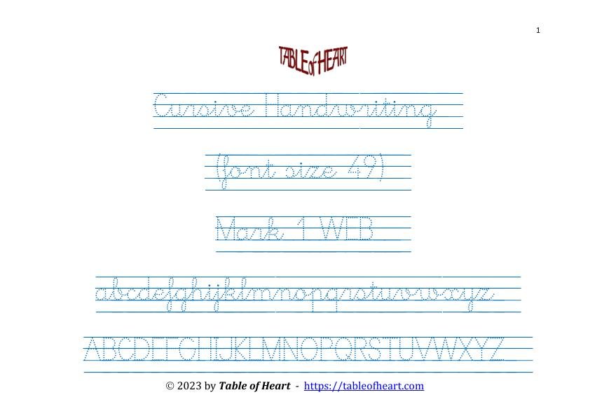 Handwriting cursive dotted font - size 49 – Mark