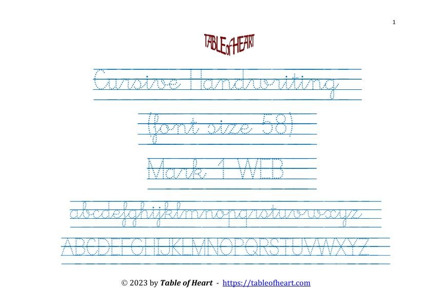 Handwriting cursive dotted font - size 58 – Mark