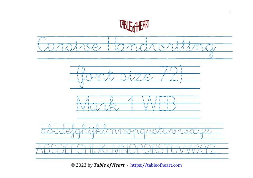 Handwriting cursive dotted font - size 72 – Mark