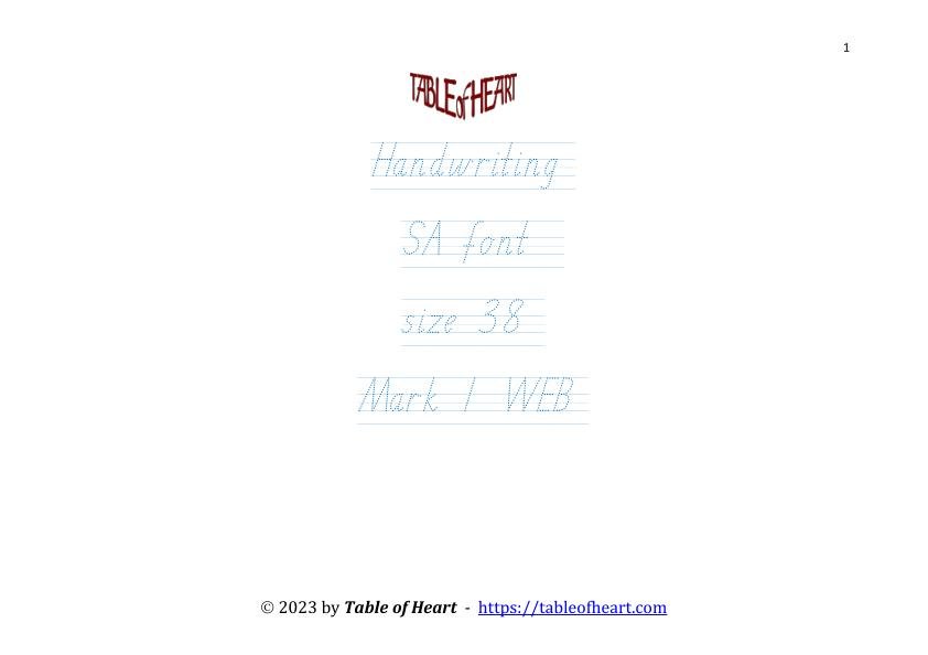Handwriting tracing SA font - size 38 - Gospel of Mark