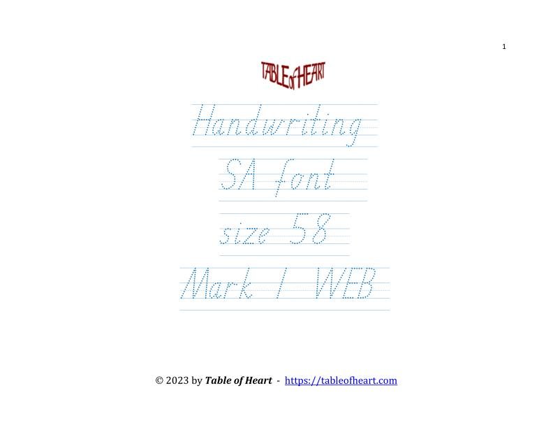 Handwriting tracing SA font - size 58 - Gospel of Mark