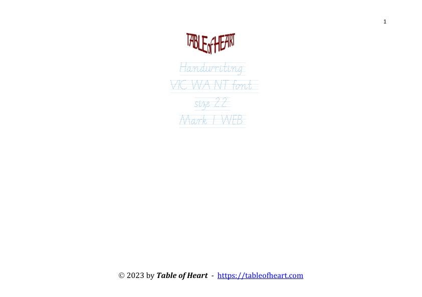 Handwriting tracing VIC WA NT font - size 22 – Mark Gospel