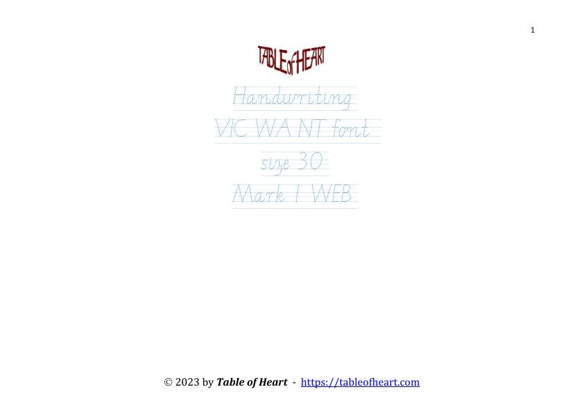 Handwriting tracing VIC WA NT font - size 30 – Mark Gospel