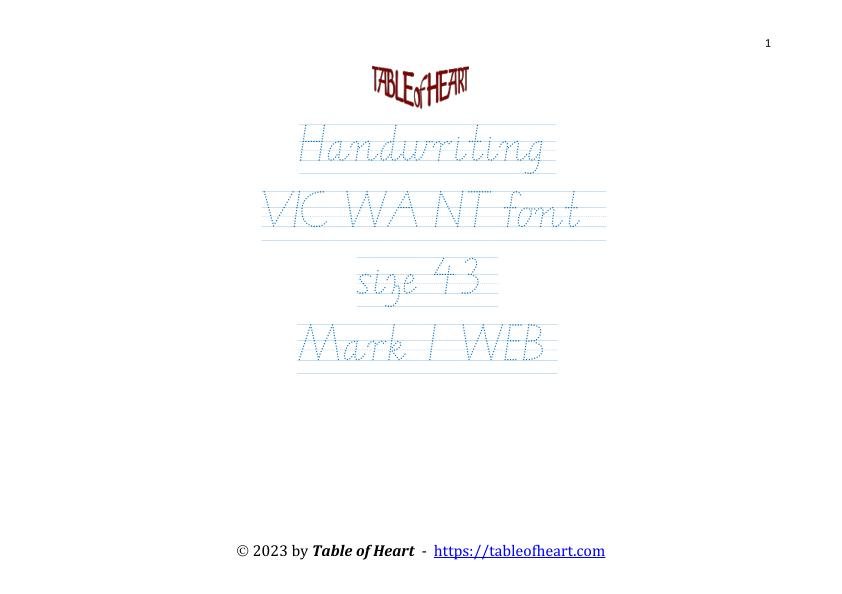 Handwriting tracing VIC WA NT font - size 43 – Mark Gospel