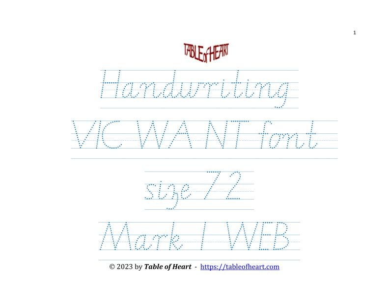 Handwriting tracing VIC WA NT font - size 72 – Mark Gospel