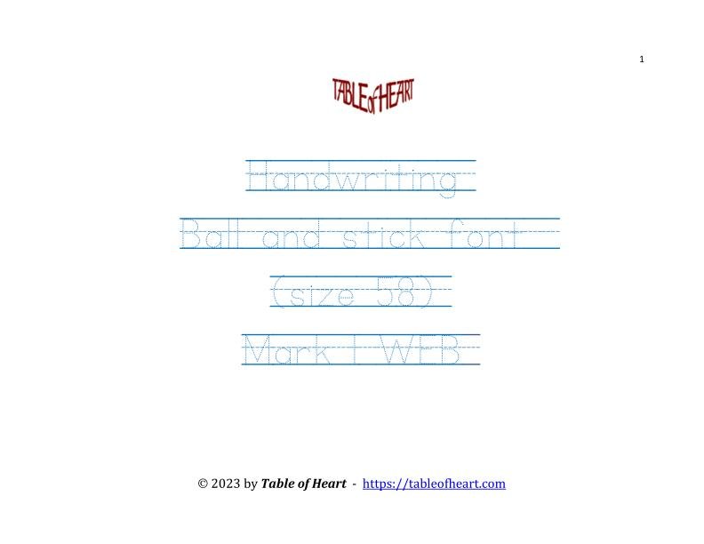 Handwriting Ball and stick font - size 58 – Mark