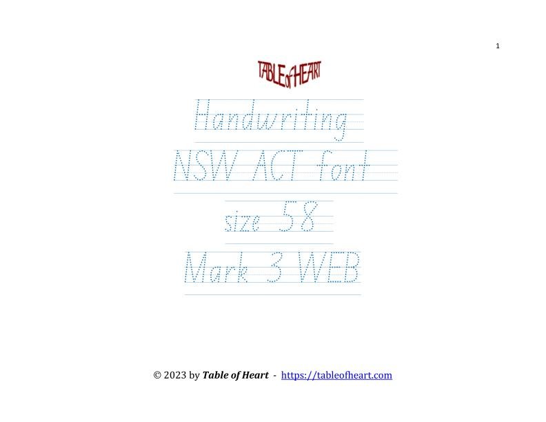 Mark 3 Handwriting Tracing NSW ACT font size 58 worksheets