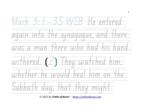 Mark 3 Handwriting Tracing NSW ACT font size 58 worksheets