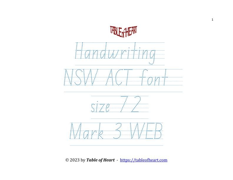 Mark 3 Handwriting Tracing NSW ACT font size 72 worksheets
