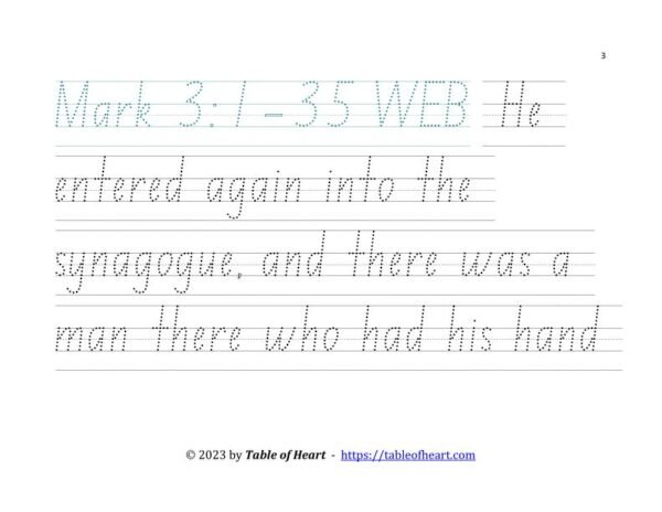 Mark 3 Handwriting Tracing NSW ACT font size 72 worksheets