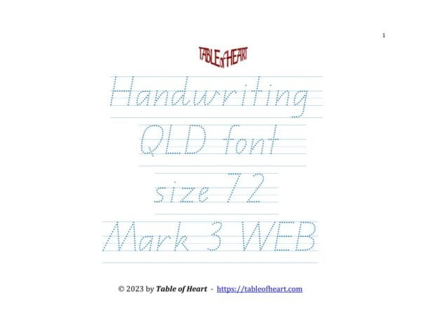 Mark 3 Handwriting Tracing QLD font size 72 worksheets