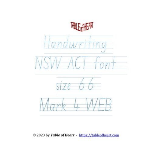 Mark 4 Handwriting Tracing NSW ACT font size 66 worksheets