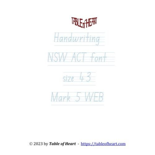 Mark 5 Handwriting Tracing NSW ACT font size 43 worksheets