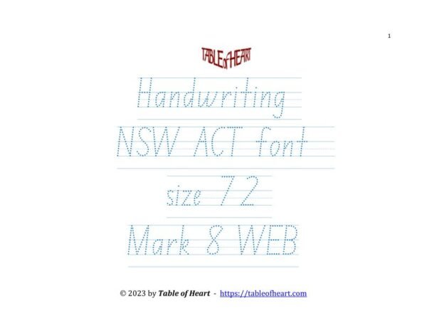 Mark 8 Handwriting Tracing NSW ACT font size 72 worksheets