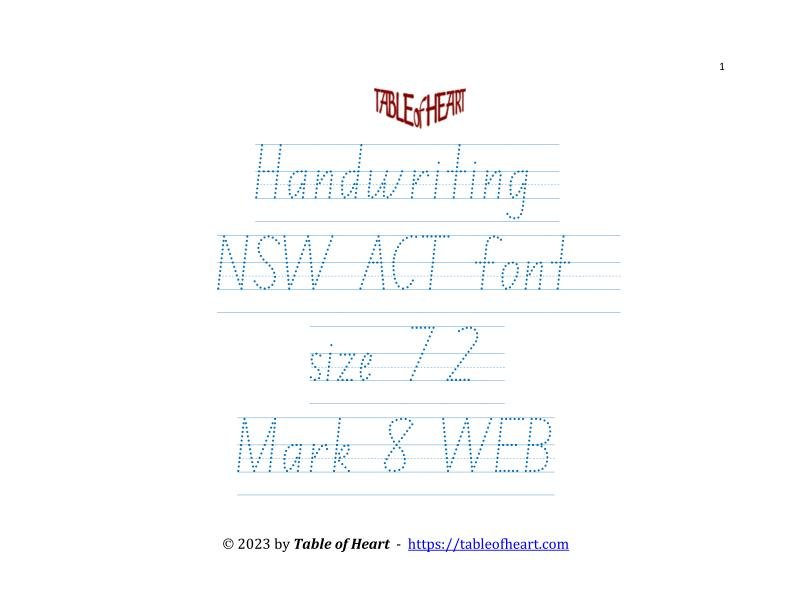 Mark 8 Handwriting Tracing NSW ACT font size 72 worksheets