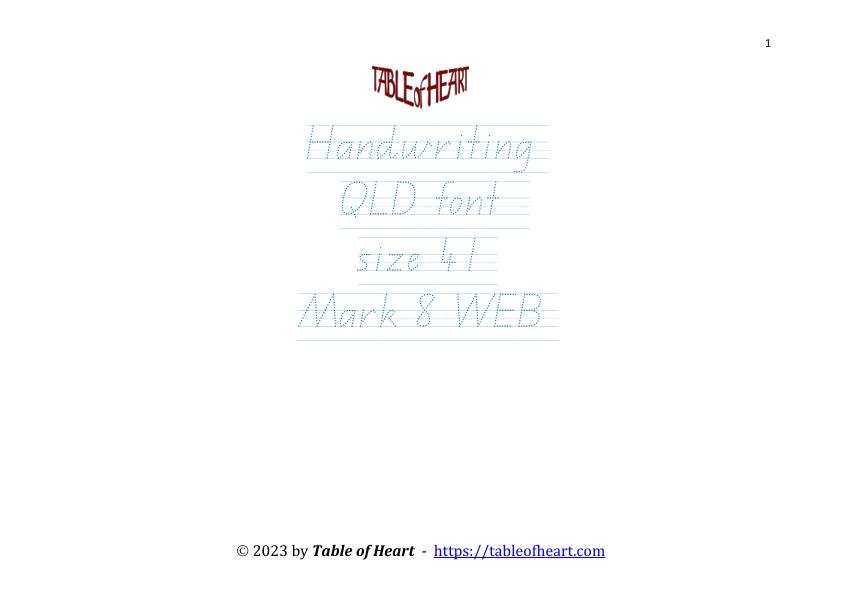 Mark 8 Handwriting Tracing QLD font size 41 worksheets