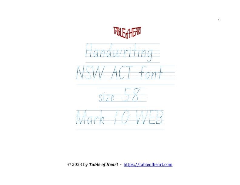 Mark 10 Handwriting Tracing NSW ACT font size 58 worksheets