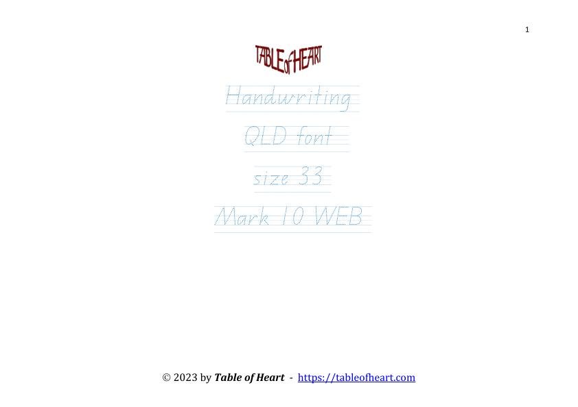 Mark 10 Handwriting Tracing QLD font size 33 worksheets