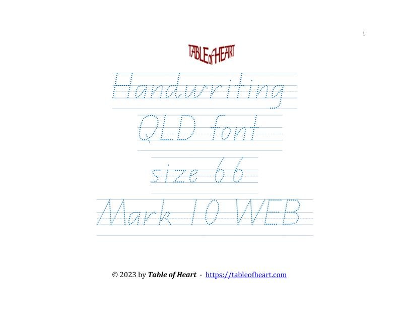 Mark 10 Handwriting Tracing QLD font size 66 worksheets