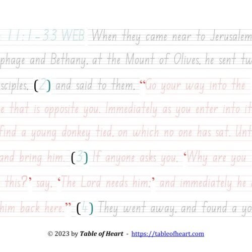 Mark 11 Handwriting Tracing NSW ACT font size 32 worksheets