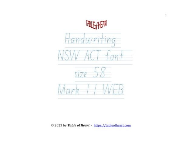 Mark 11 Handwriting Tracing NSW ACT font size 58 worksheets