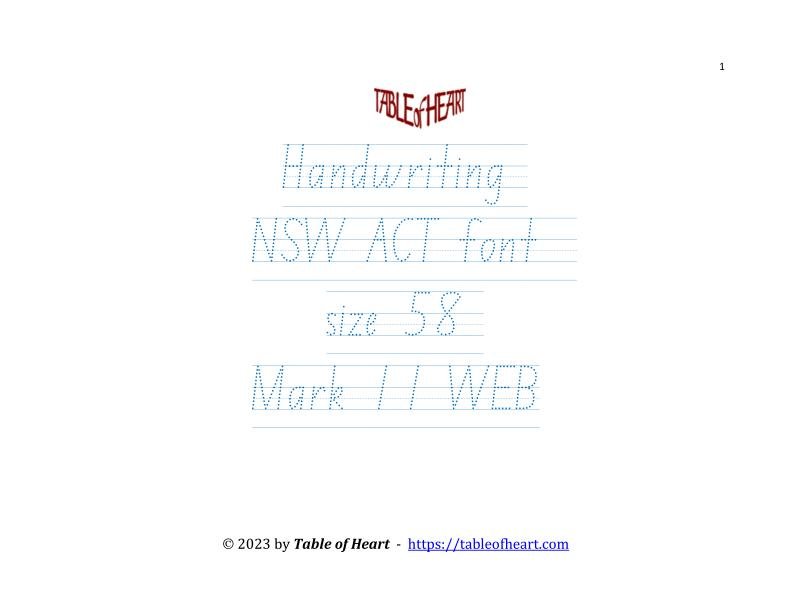 Mark 11 Handwriting Tracing NSW ACT font size 58 worksheets
