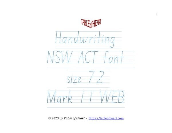 Mark 11 Handwriting Tracing NSW ACT font size 72 worksheets