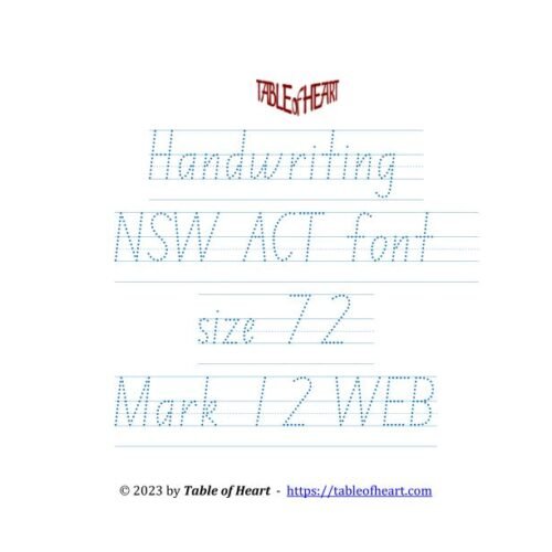 Mark 12 Handwriting Tracing NSW ACT font size 72 worksheets