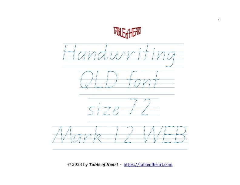 Mark 12 Handwriting Tracing QLD font size 72 worksheets