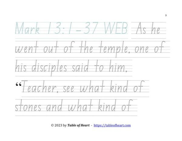 Mark 13 Handwriting Tracing NSW ACT font size 66 worksheets