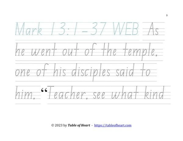 Mark 13 Handwriting Tracing NSW ACT font size 72 worksheets