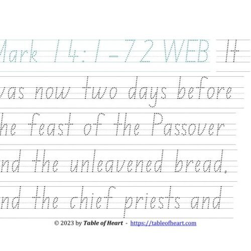 Mark 14 Handwriting Tracing NSW ACT font size 72 worksheets