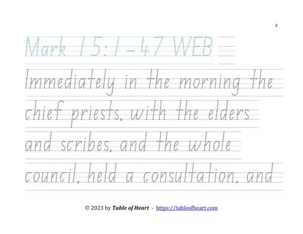 Mark 15 Handwriting Tracing NSW ACT font size 66 worksheets
