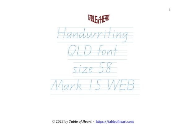 Mark 15 Handwriting Tracing QLD font size 58 worksheets