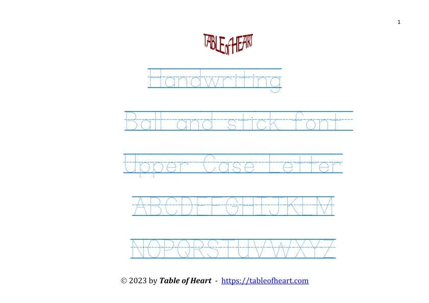 Free Handwriting tracing – uppercase letters